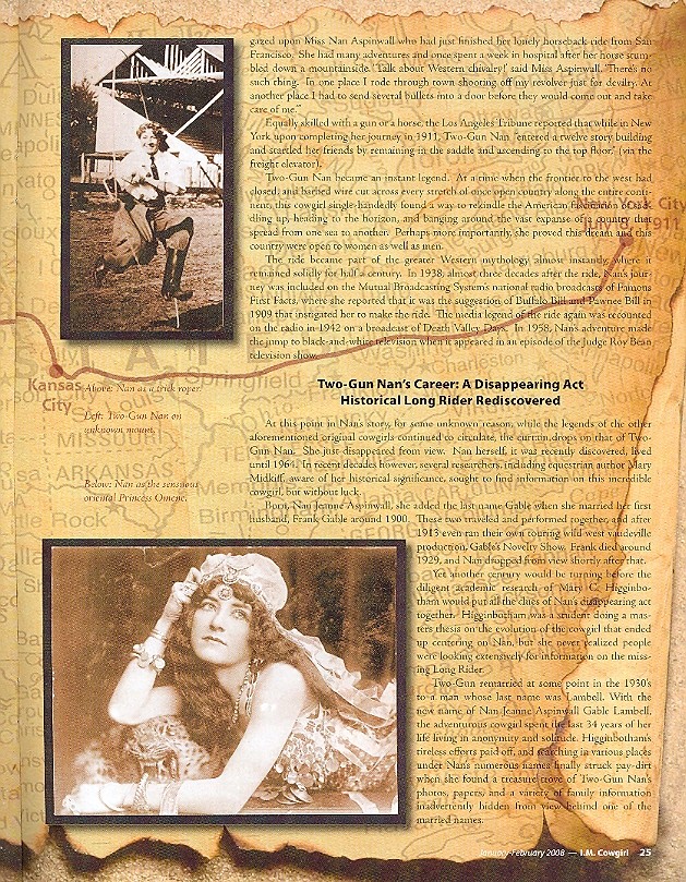 "Two-Gun" Nan Aspinwall - the first woman to ride across the USA