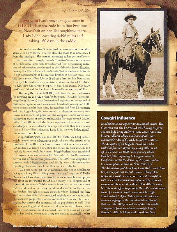 "Two-Gun" Nan Aspinwall - the first woman to ride across the USA